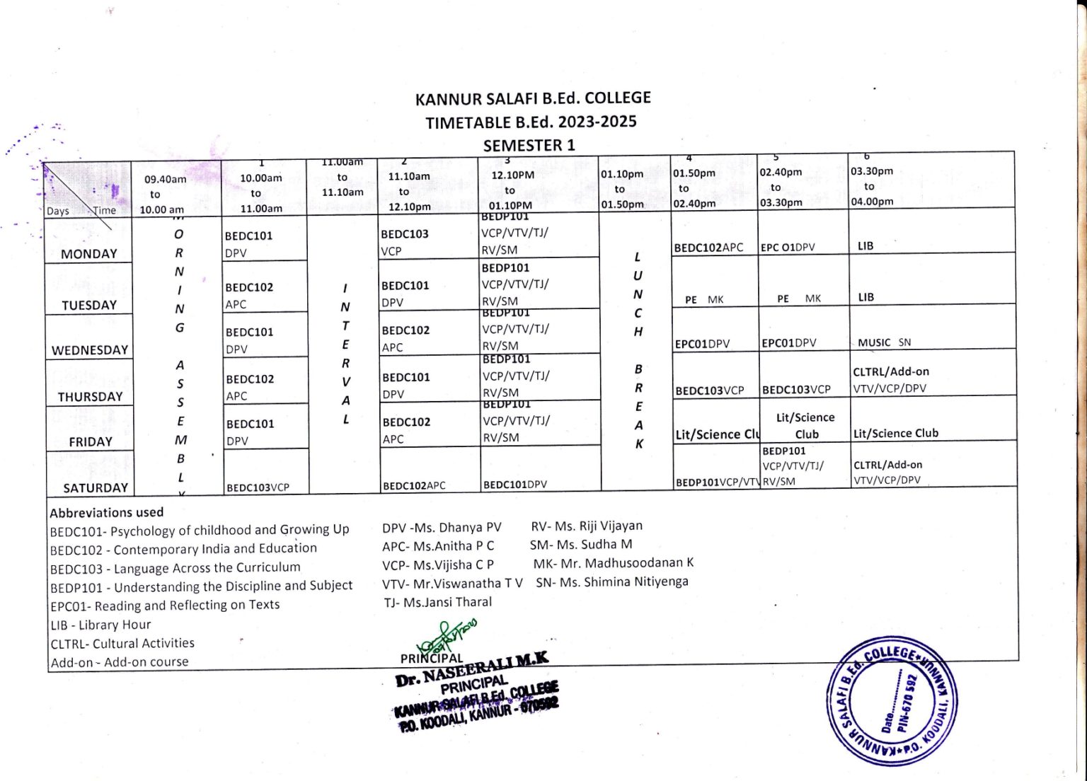 - KANNUR SALAFI B.Ed. COLLEGE