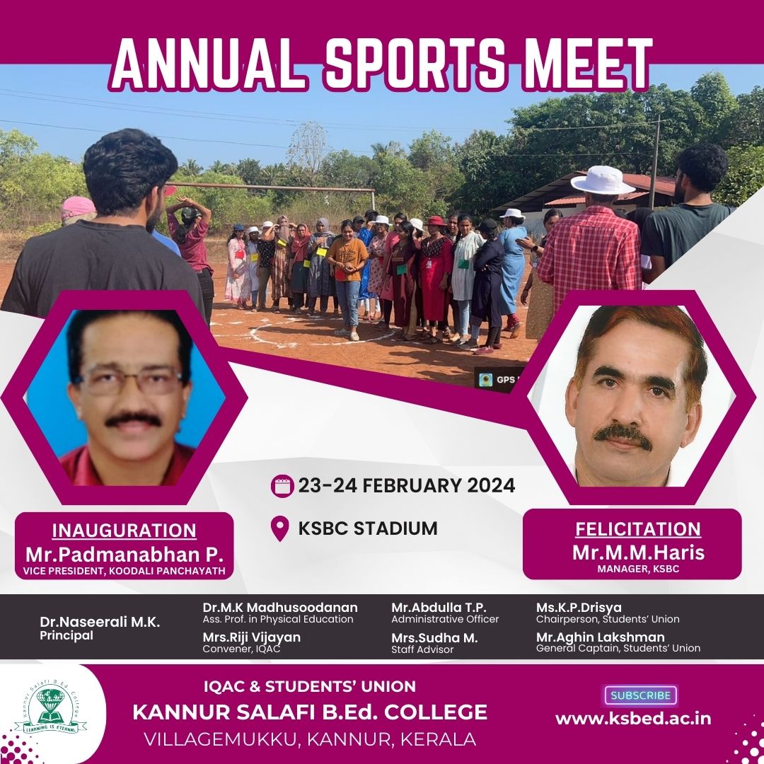 ANNUAL SPORTS MEET 2024 - KANNUR SALAFI B.Ed. COLLEGE