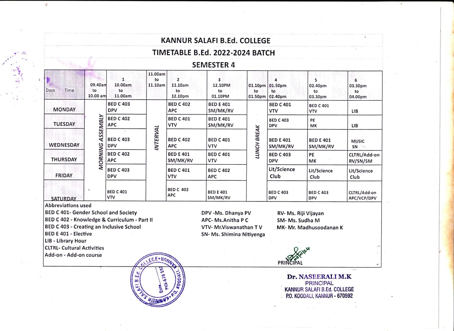 - KANNUR SALAFI B.Ed. COLLEGE